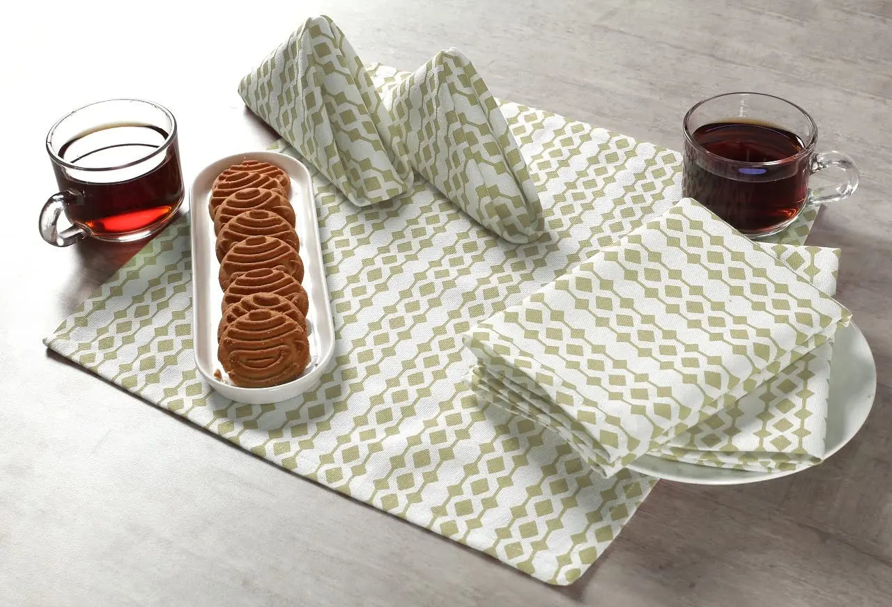 Handmade Cotton Dinner Napkins Set of 6 | 14x14" Sage Floral Reusable ...
